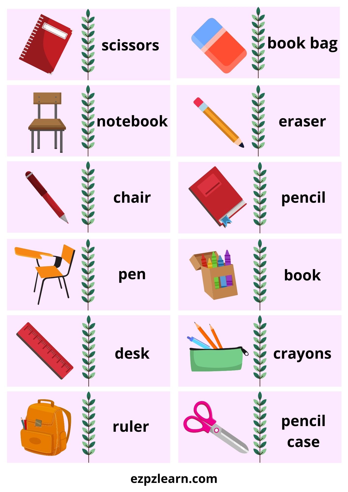 School Subjects Slides and Ladders Game - Ezpzlearn.com